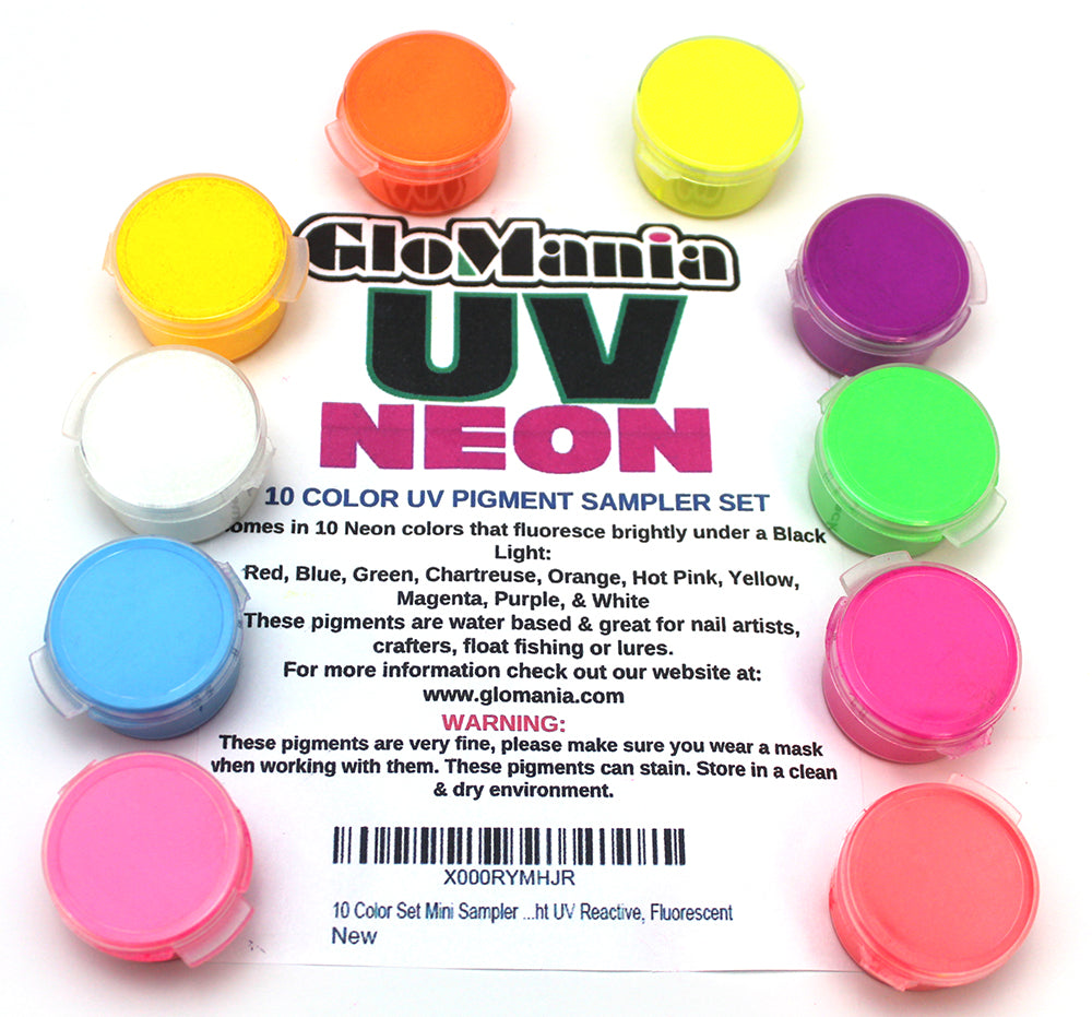 UV Neon Black Light Fluorescent Pigment Powders 10 Col Set Default Title